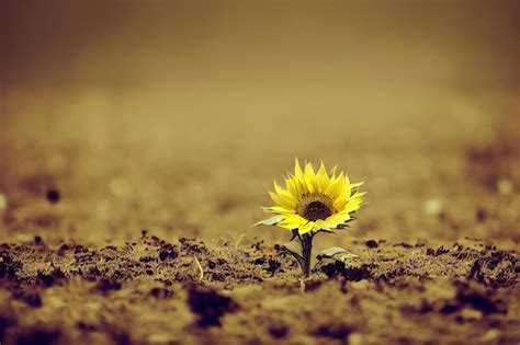 Premium Photo Flower On Thin Stalk That Bloomed In Dry Cracked Desert