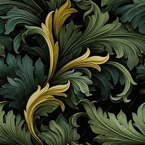 Premium Ai Image Acanthus Leaves Seamless Foliage Pattern Medieval