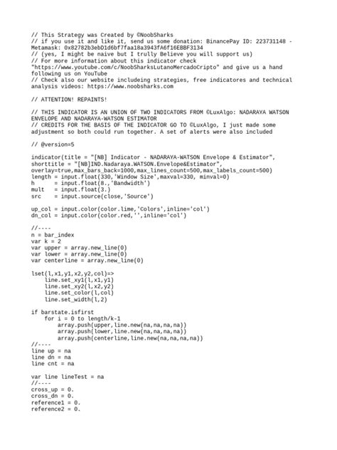 Nbpkgf Indicator Nadaraya Watson Envelope And Estimator Pdf