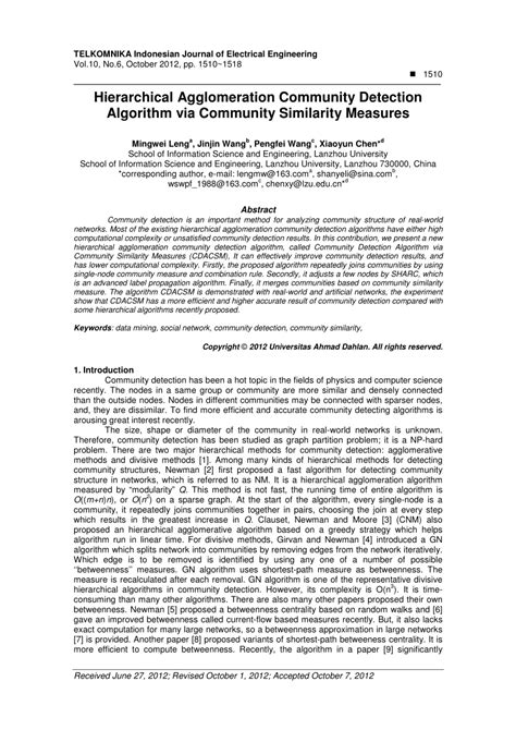 Pdf Hierarchical Agglomeration Community Detection Algorithm Via