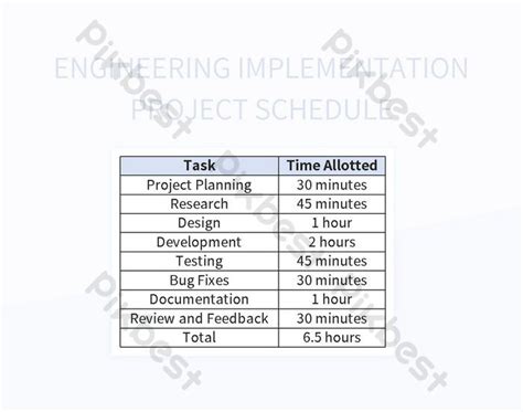 Crafting A Strategic Schedule For Engineering Project Implementation Excel Template Free