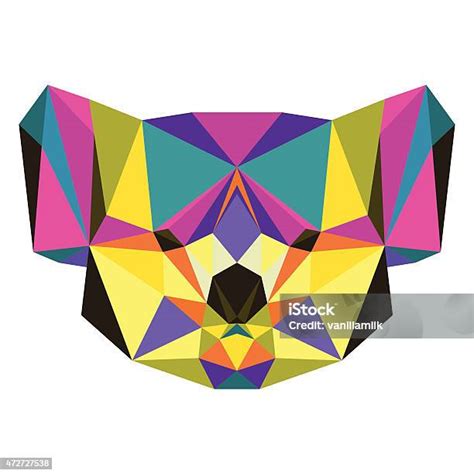 추상적임 밝은 채색기법 다각형 트라이앵글 기하 코알라 흰색 바탕에 그림자와 2015년에 대한 스톡 벡터 아트 및 기타 이미지 2015년 가방 갈고리 발톱 Istock
