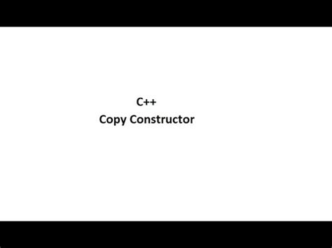 Copy Constructor In C YouTube