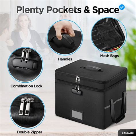 Buy Fireproof Document Box With Lock Zannaki 2 Layer File Box Organizer With 5 Tab Inserts