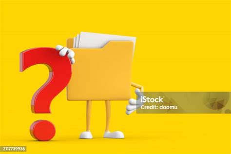 노란색 파일 폴더 아이콘 만화 인물 캐릭터 마스코트 빨간 물음표 기호 3d 렌더링 3차원 형태에 대한 스톡 사진 및 기타 이미지 3차원 형태 개념 노랑 Istock