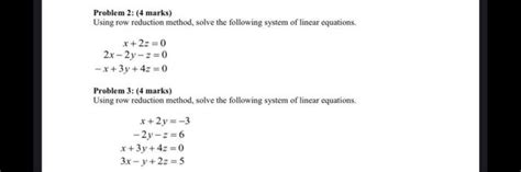 Solved Problem 2 4 Marks Using Row Reduction Method