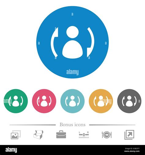 Syncronize Contacts Flat White Icons On Round Color Backgrounds 6 Bonus Icons Included Stock