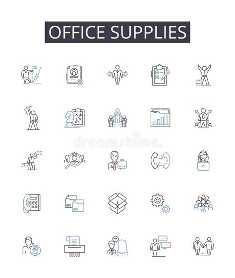 Office Supplies Line Icons Collection Statiry Items Business Tools