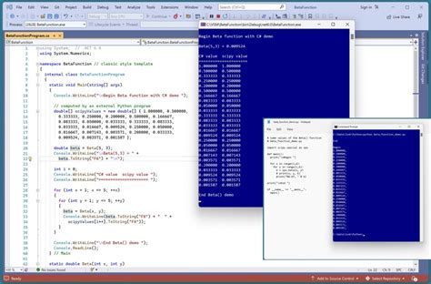 Beta Function Using Csharp Demo Run James D Mccaffrey