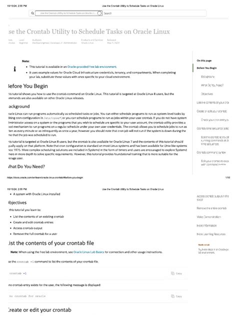 Use The Crontab Utility To Schedule Tasks On Oracle Linux Pdf