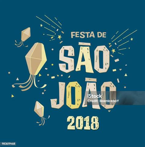 브라질 전통 축제 축제 Junina입니다 포르투갈어 브라질 텍스트 세인트 존 말입니다 페 드 사오 조 아오 축제 인쇄 상의 벡터 예술입니다 주니나 축제에 대한 스톡 벡터