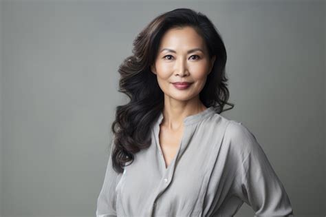 Premium Photo Portrait Of A Beautiful Middle Aged Asian Woman