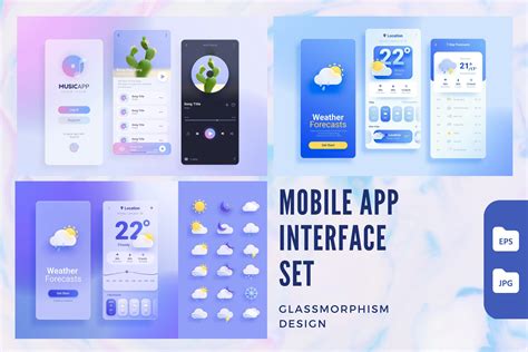 Mobile App Interface Template Set Technology Illustrations ~ Creative Market