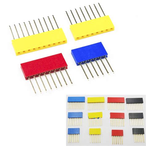 Pcs Colored Mm Single Row Straight Pin Header Mm Long Pin Socket PCB Connector