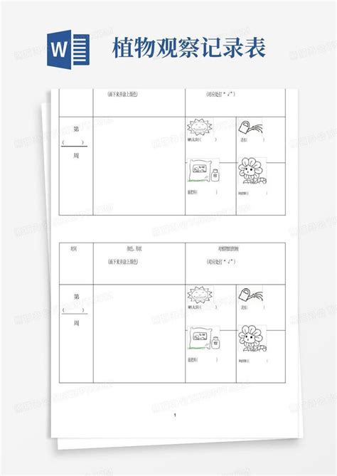 中班植物生长观察记录表及封面word模板下载 编号lepxxngd 熊猫办公