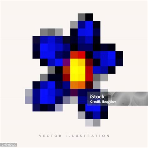 픽셀 꽃 게임 인터페이스용 픽셀 아트 블루 데이지 마술 게임 요소 별 8 비트 리소스 벡터 일러스트 레이 션 0명에 대한 스톡 벡터 아트 및 기타 이미지 Istock