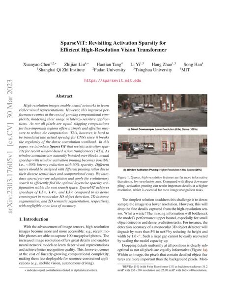Sparsevit Revisiting Activation Sparsity For Efficient High Resolution Vision Transformer Deepai