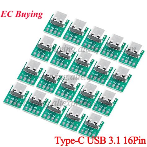 50 шт 1 шт Usb 3 1 Тип C разъем 16 контактный гнездовой для 2 54 мм тестовый адаптер печатной
