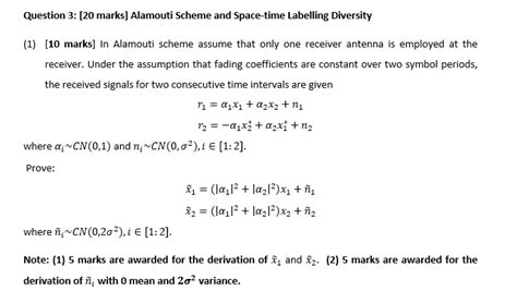 Question 3 20 Marks Alamouti Scheme And Space Time