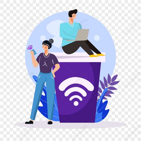 손으로 그린 무선 컴퓨터 일러스트 아내 비즈니스 작업 그림만화협력 Png 일러스트 무료 다운로드 Lovepik