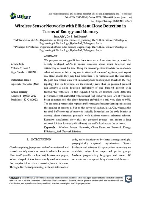 Pdf Wireless Sensor Networks With Efficient Clone Detection In Terms