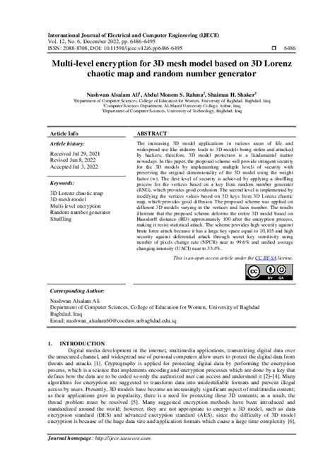 Pdf Multi Level Encryption For 3d Mesh Model Based On 3d Lorenz