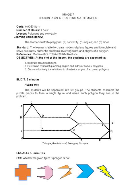 7 Polygons And Convexity 7es Grade 7 Lesson Plan In Teaching