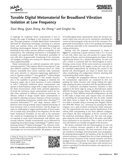 Pdf Tunable Digital Metamaterial For Broadband Vibration Isolation At
