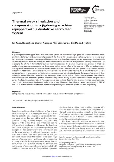 Pdf Thermal Error Simulation And Compensation In A Jig Boring Machine Equipped With A Dual