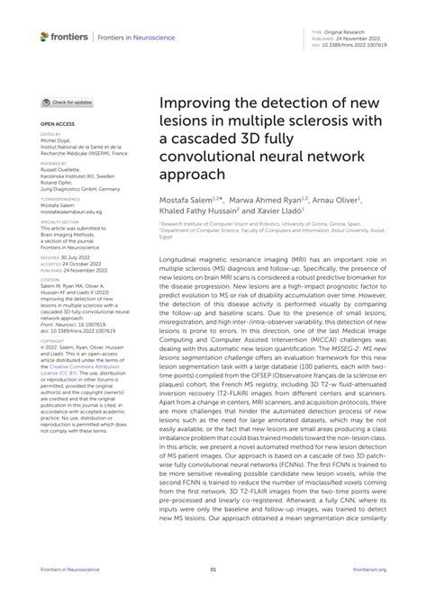 Pdf Improving The Detection Of New Lesions In Multiple Sclerosis With