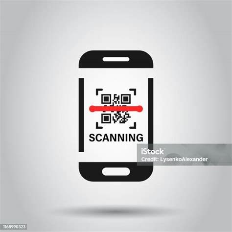 Qr 코드는 평면 스타일로 전화 아이콘을 스캔합니다 격리 된 배경에 스마트 폰 벡터 그림스캐너 바코드 비즈니스 개념입니다 0명에 대한 스톡 벡터 아트 및 기타 이미지