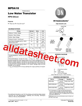 MPSA18 Datasheet(PDF) - ON Semiconductor