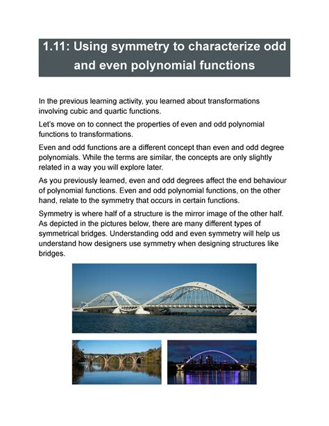 1 11 Using Symmetry To Characterize Odd And Even Polynomial Functions Lets Move On To Connect