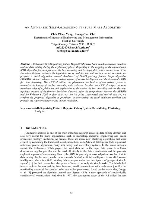 An Ant Based Self Organizing Feature Maps Algorithm