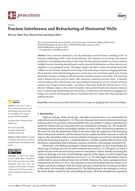 Pdf Fracture Interference And Refracturing Of Horizontal Wells