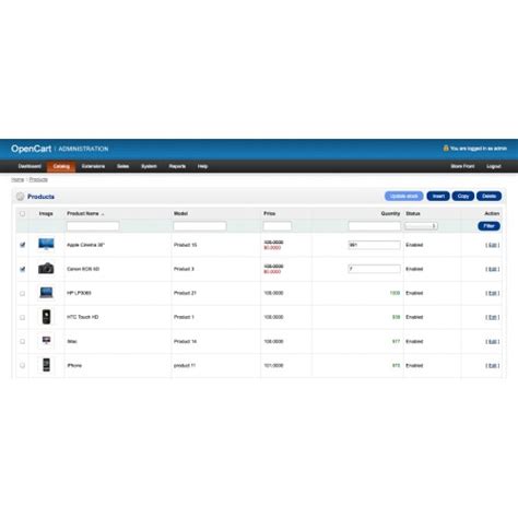 OpenCart Change Stock Multiple Products