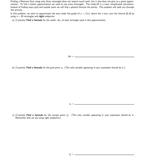 Solved Finding A Riemann Sum Using Only Three Rectangles