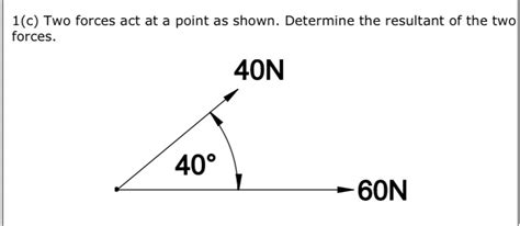 Solved 1 C ﻿two Forces Act At A Point As Shown Determine