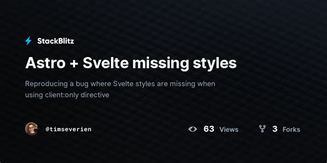 Astro Svelte Missing Styles StackBlitz