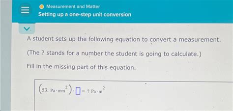 Solved Measurement And Mattersetting Up A One Step Unit