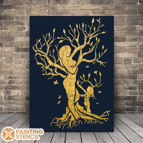 Stencil Tree Woman Tree Stencil Tree Of Life Stencil Celtic Etsy