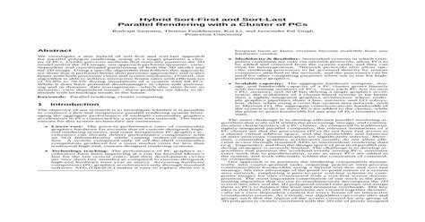 Hybrid Sort First And Sort Last Parallel Rendering With A Cluster Of