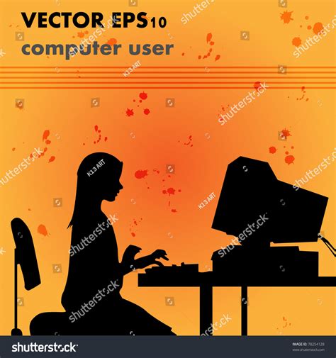 Silhouette Girl Computer Vector Stock Vector Royalty Free 78254128 Shutterstock