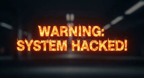 Flaming Digital Warning Text System Hacked Message On Dark Background Stock Illustration