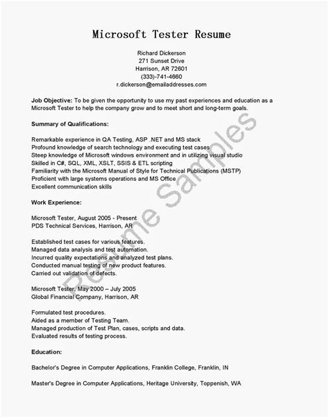 Sample Resume For Qtp Automation Testing Williamson