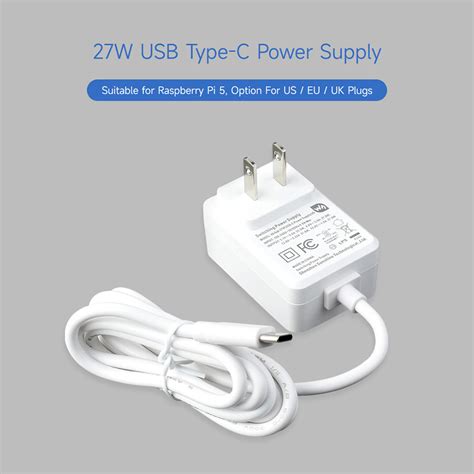 27w Usb Type C Power Supply For Raspberry Pi 5 Uk Plug