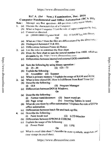 Bca 1 Sem Computer Fundamental And Office Automation Dec 2016 Pdf