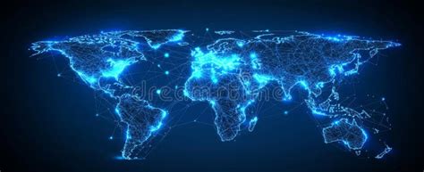 Abstract Visualization Of Global Network Connections Glowing Lines Connect Floating Data Nodes