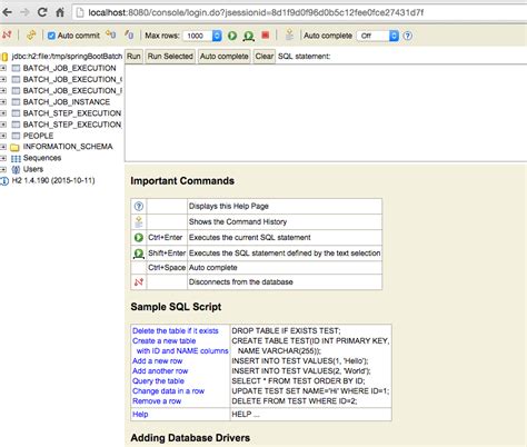 Java How To See All Tables In My H2 Database At Localhost8082 Stack Overflow