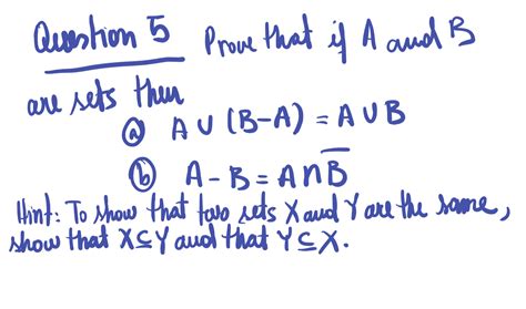 Solved Question 5 Prove That If A And B B Are Sets Then AU Chegg Com